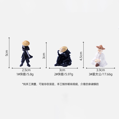 创意古风徐侠客箭客垂钓姜太公老人钓鱼微缩小摆件 diy装饰品配件