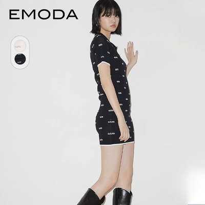 EMODA秋季小众个性显瘦polo短袖修身针织连衣裙0423303307