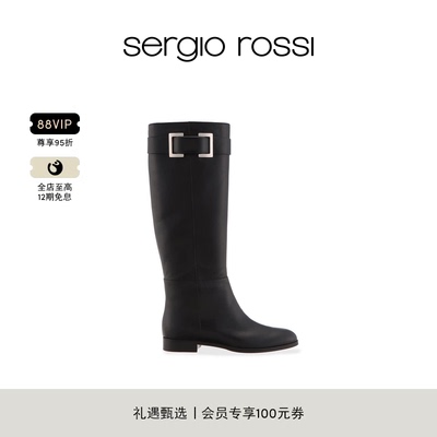Sergio Rossi/SR女鞋SR PRINCE系列粗平跟高筒靴