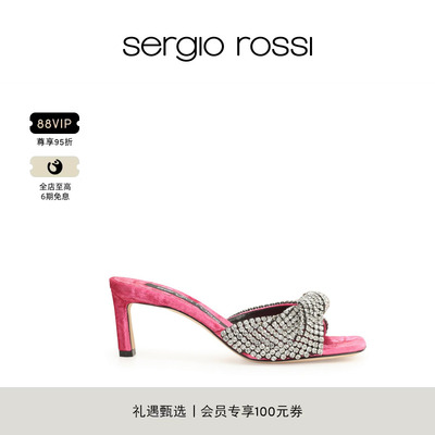 Sergio Rossi/SR女鞋 SR EVANGELIE系列钻饰细跟高跟鞋拖鞋