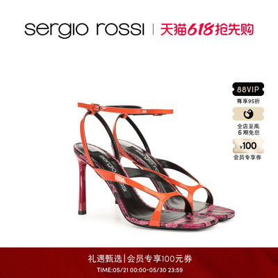 Sergio Rossi/SR女鞋 SR ARACNE系列高跟细跟露趾凉鞋