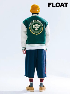 FLOAT原创刺绣情侣秋季新款潮牌学院风撞色拼接宽松高街棒球外套