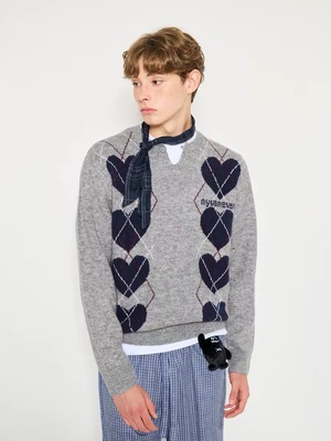 MYSAMESAME25AW心菱提花亨利领毛衣宽松保暖长袖基础打底厚针织衫