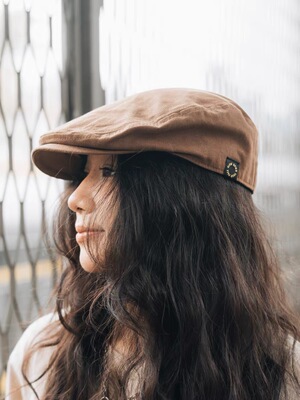 食钓SDGR SLOWDOWN休闲贝雷帽大头围美拉德复古画家帽棕色显脸小