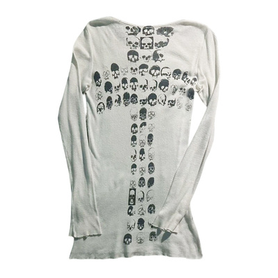 LGB 十字骷髅打底长袖T恤 休闲白色印花卫衣