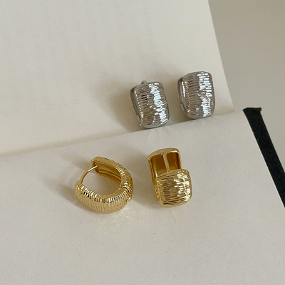 U型肌理感金属耳扣女欧美小众个性时尚气质潮流通勤百搭耳环耳饰