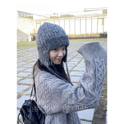 混色护耳帽暖防寒针织帽ins冬