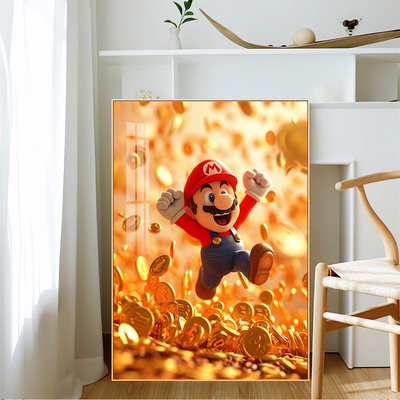 Mario掘金钻石画2025年新款卡通无聊解闷手工5d十字绣粘贴水晶钻