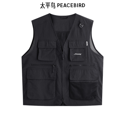 太平鸟男装马甲春夏户外工装背心 B2BGE2222