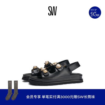 SW早春圆头厚底凉鞋女