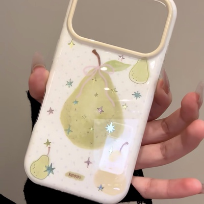 ins小众星星梨子圆边双层适用苹果17promax手机壳iPhone16新款保护套15 /14/13全包硅胶防摔日韩