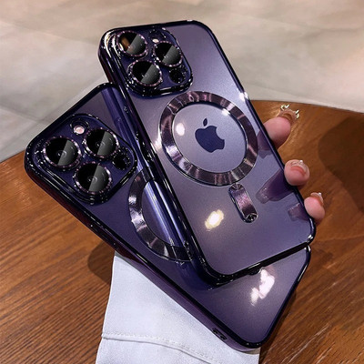 磁吸带镜头膜Plating lens protect case iPhone17 13 12pro casing 15 16ProMax PHONE CASE适用14透明xsmax