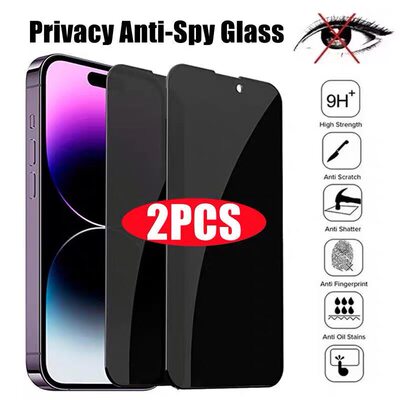 2PCS Privacy Screen Protector for IPhone 16 15 14 11 12 13 Pro Max XS MAX XR X 78 Anti-spy Glass适用