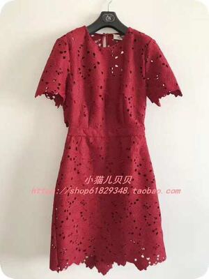 美国代购 DVF红色重工蕾丝连衣裙 498美金 包邮税
