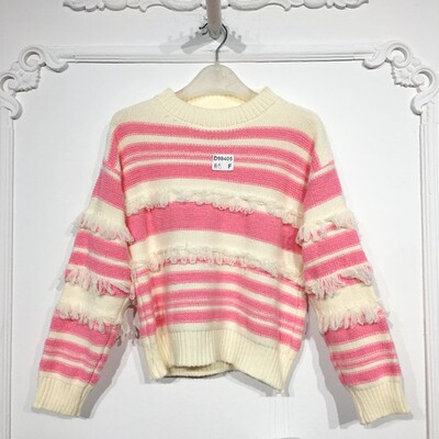 潮系列 D98405 时尚条纹针织衫品牌女装折扣颦薪