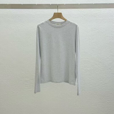 statement休闲纯色圆领长袖T恤