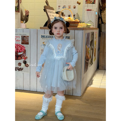 【艾莎公主】FLL·26春~女宝宝春装爱莎公主纱裙连衣裙54103