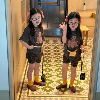 YTJJ·26夏~T恤豹纹骑行裤两件套ZH066/26700+26689