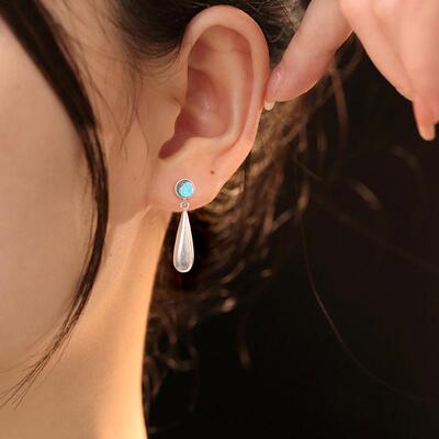 月光石水滴耳钉小众设计感