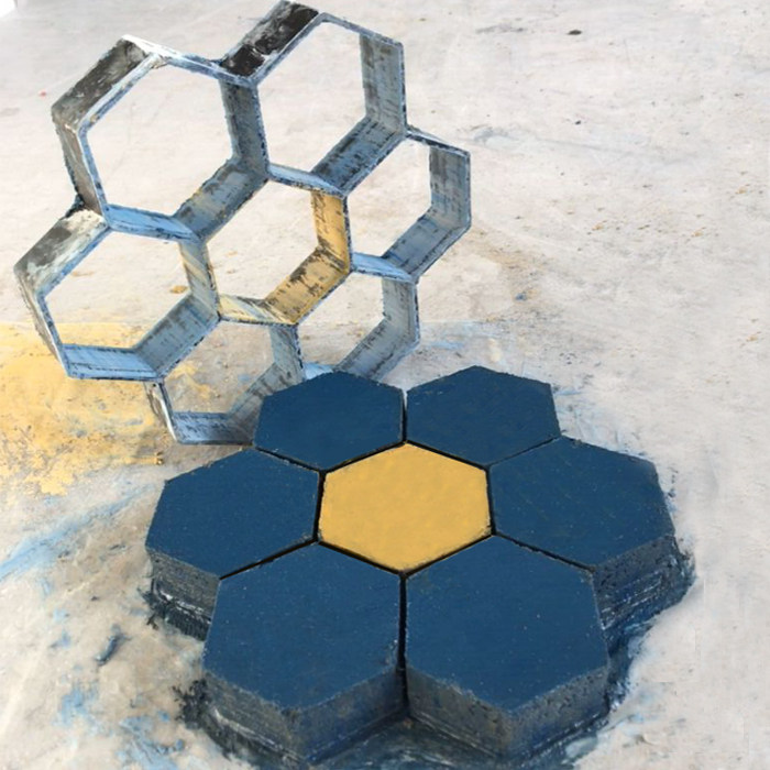6件套六边形路面砖 简易制作花形地砖 六边砖花砖模型水泥砖模具
