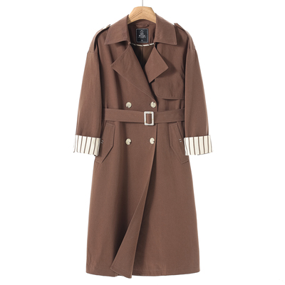 1599西湖阁老【HO】春季 条纹拼接袖开叉风衣外套003