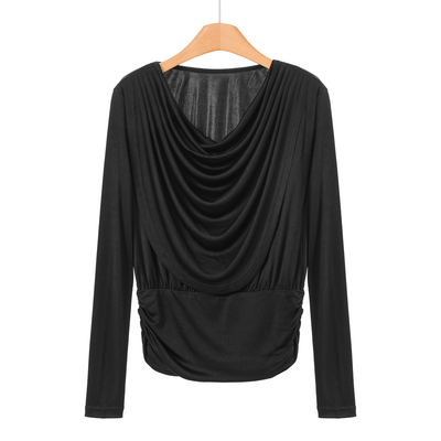 699 79%醋酯纤维【莫Y】26春装 设计感荡领外穿修身T恤563