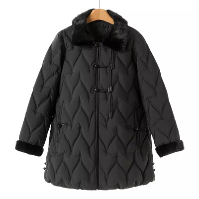 3150鹅绒服【缘纳YL】冬装*绍 ~可拆水貂毛领盘扣羽绒服638