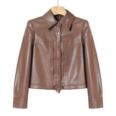 899西湖阁老【HO】春季 衬衫领下摆抽绳PU短外套018