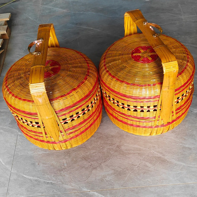 永春漆篮红色二层缕空上油