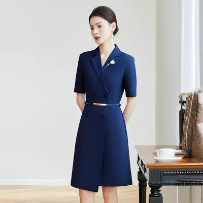 夏季短袖白色连衣裙物业工作服