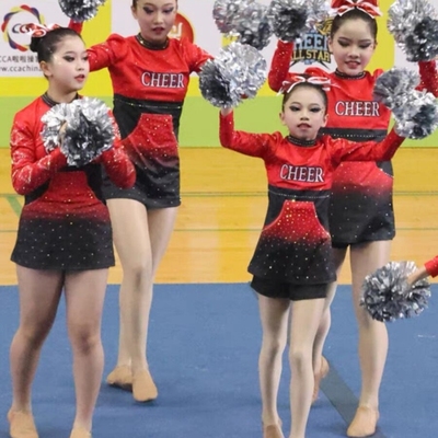 技巧啦啦操比赛服啦啦队团体服装女成人健美操服运动会开幕式服装