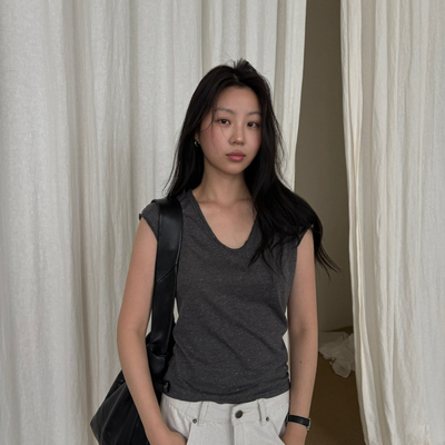 HUMSMR-26夏上新V领纯色坎肩短袖T恤G8183