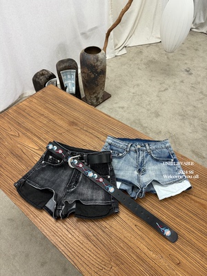 【unbelievable】辣妹口袋外露牛仔短裤(配腰带)  fa60106#  ZXL