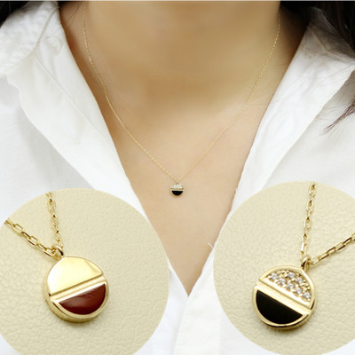 韩国吊坠女士项链14K黄金