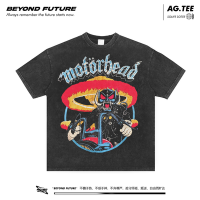 Motorhead摇滚美式短袖中性T恤金属oversize潮牌上衣纯棉潮牌棉