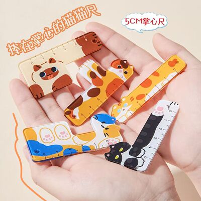 【下单立减50】迷你猫咪直尺挂件可爱动物造型尺子学生亚克力_XJ