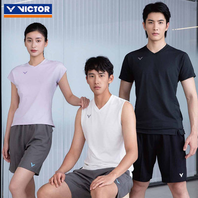 VICTOR胜利威克多羽毛球服男女吸湿排汗透气易干运动短袖T-65008