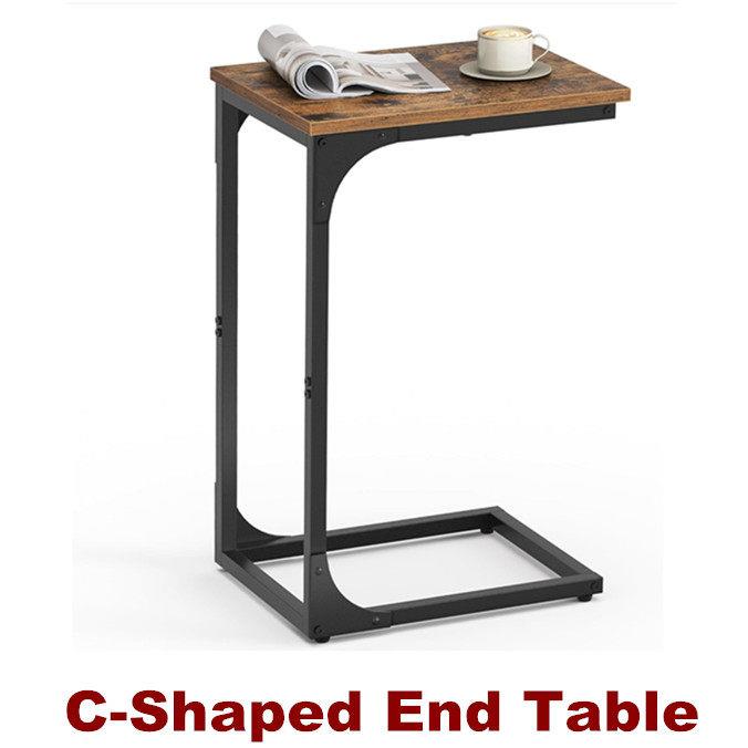 C-Shaped End Table Small Side Table for Couch Bedside