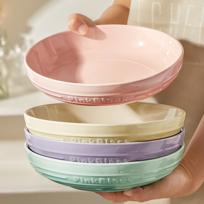 高颜值盘子菜盘家用陶瓷深盘餐盘