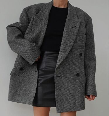 raey男友风羊毛混纺大轮廓西装