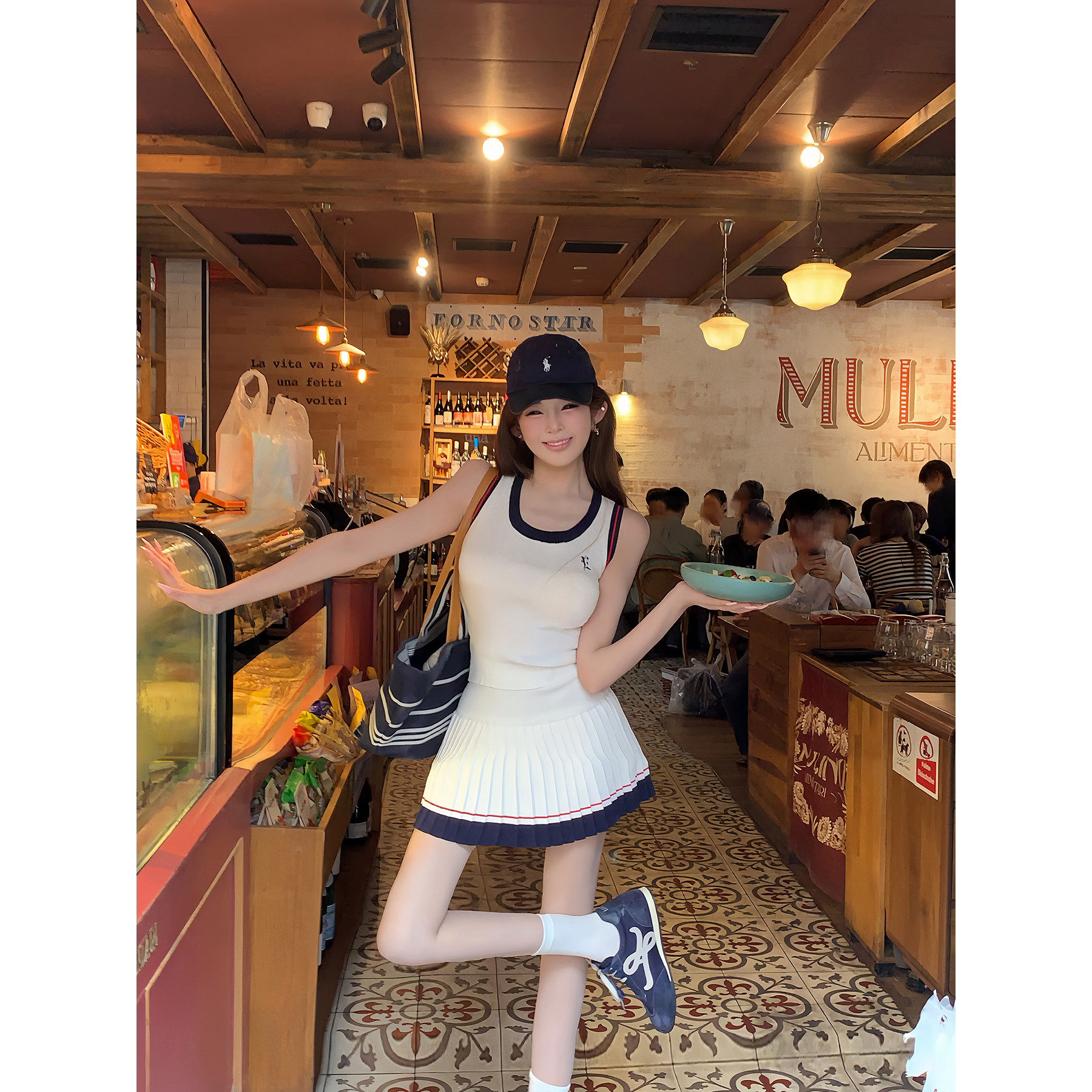 项天鹅er 韩系穿搭套装女2026夏季新款针织吊带背心百褶半身裙