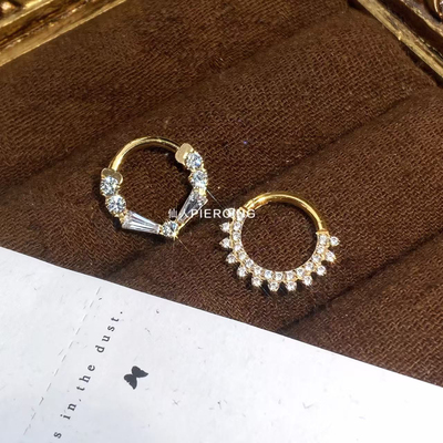 仙人 钛合金“浮生”镀金耳环／daith环/耳骨环1.2粗搭扣环卡扣环