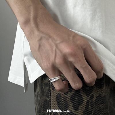 925银戒指 原创海沟肌理纯银小指尾戒男女小众设计男士小拇指超小