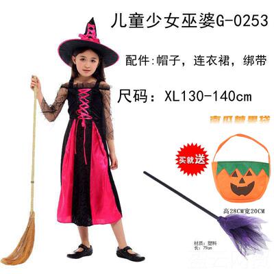 正品儿童万圣节服装 女巫童cos化妆舞会演巫裙婆公出主 小女恶魔
