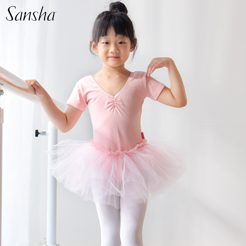 法国三沙儿童舞蹈服女童sansha芭蕾舞tutu裙蓬蓬裙比赛演出服练功 - 天天券