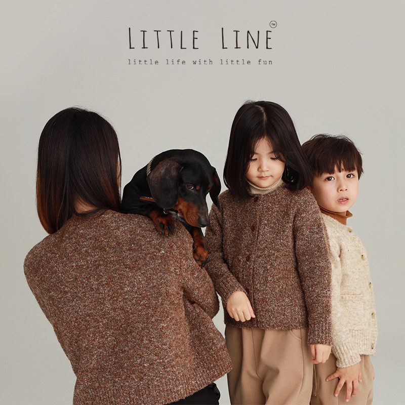 LittleLine亲子款慵懒舒适柔软毛圈圈花纱毛衣开衫秋冬百搭_虎窝淘