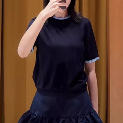 2025早秋新款时尚女休闲假两件短袖针织羊毛衫SFPPU02645