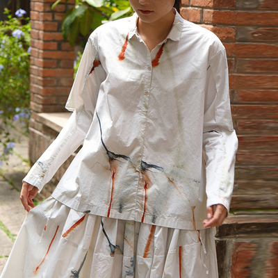 【SALE】Manuelle Guibal 6937 SHIRT WAC 纯棉印花衬衫上衣女