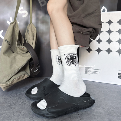 Brkend春夏新款潮牌侃爷Vultures图标袜子男女纯棉中筒袜街头美式