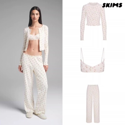 SKIMS卡戴珊同款碎花短袖上衣